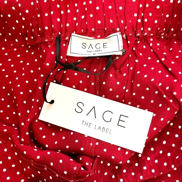 Sage | Pants & Jumpsuits | Sage The Label Red Polka Dot Hiwaist Wide ...